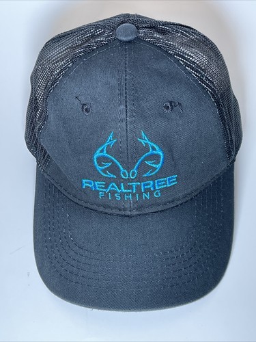 RealTree Fishing Hat Cap Mens Teal Logo Black Trucker Cap Outdoors ...