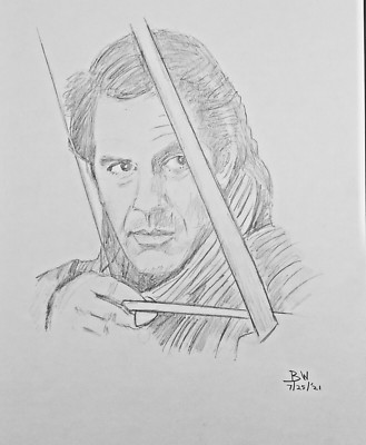 ROBIN HOOD PENCIL DRAWING 11x14 KEVIN COSTNER ORIGINAL PORTRAIT SKETCH ...