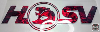 2X 300mmW HOLOGRAPHIC HSV BLOOD RED FLAKED DIE CUT DECALS HOLDEN VF VE ...