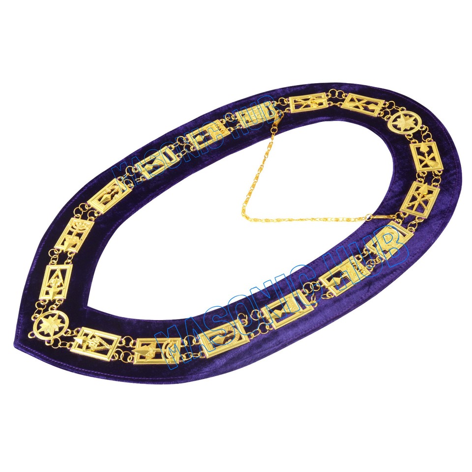 Masonic Regalia Cryptic Mason Royal & Select Master Chain Collar Purple ...