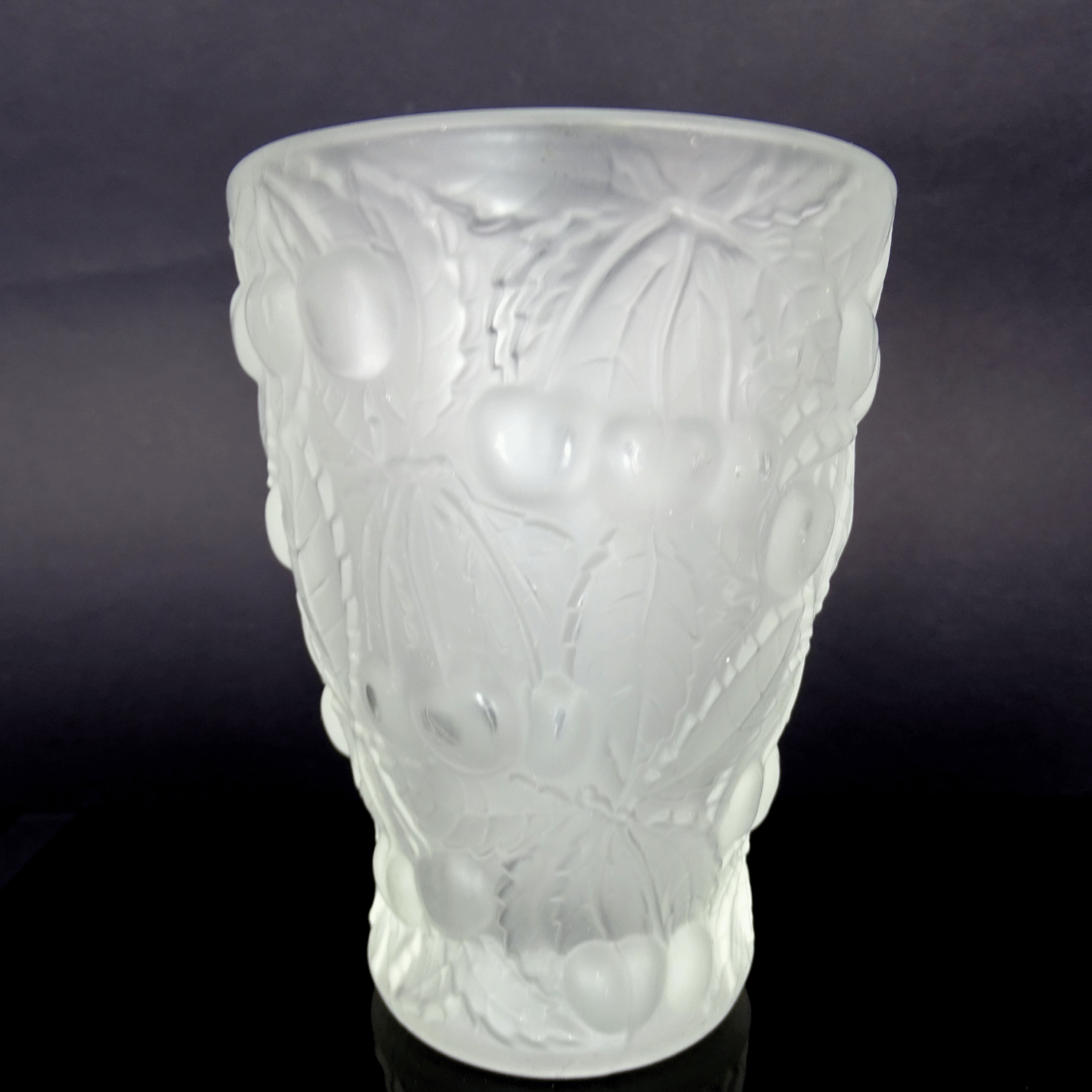 Art Deco Vase Joseph Inwald Frosted Barolac Czech Glass Cherries 1934 ...