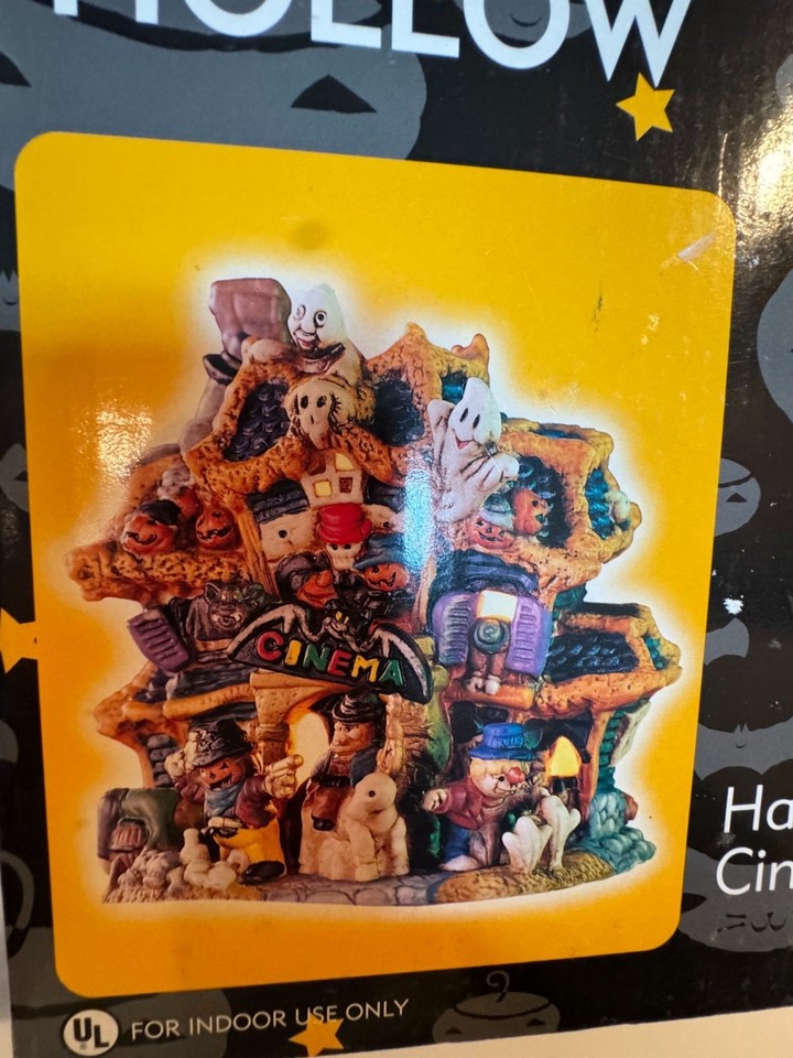 Vintage Spooky Hollow “Haunted Cinema” Lighted Porcelain House ...