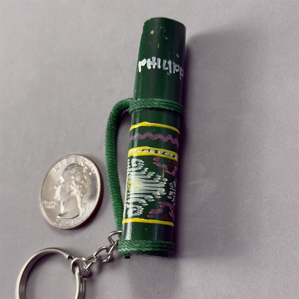 Vintage Philippines Hand Painted Wood Jug Souvenir Keychain Key Ring ...