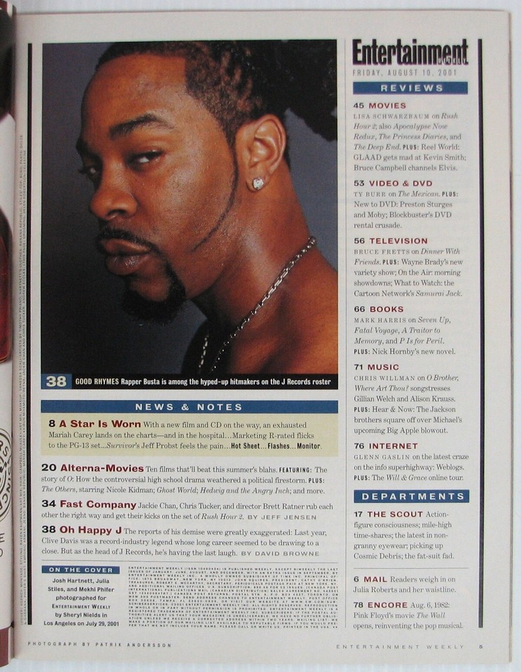 Entertainment Weekly 608 Aug 10 2001 Nicole Kidman O Rush Hour 2 Clive ...