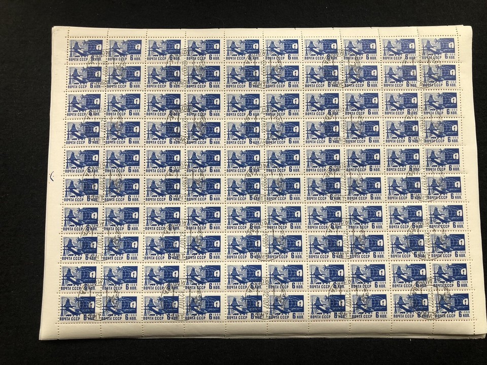 RUSSIA NOYTA CCCP USSR KON 1966 COMPLETE SHEET OF 100 STAMPS .700 ...