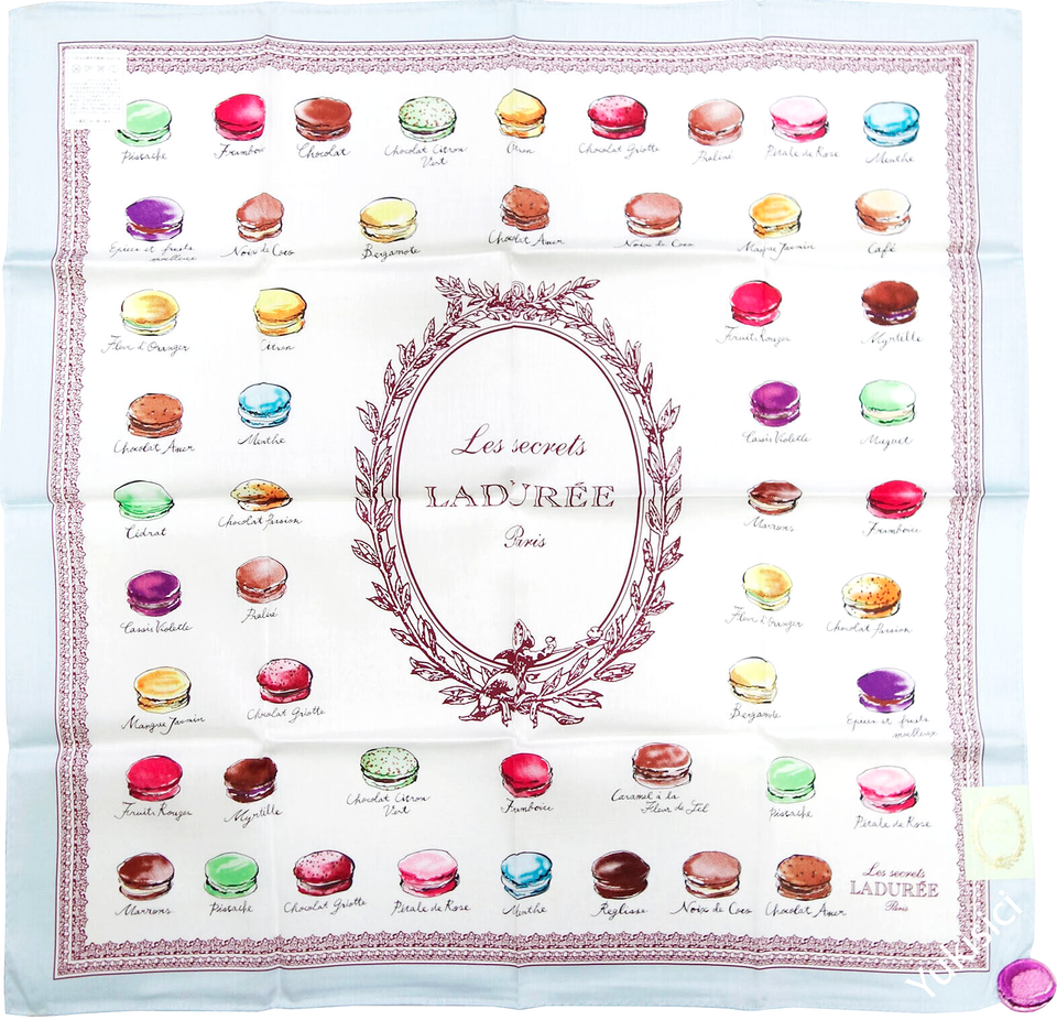 Laduree Paris Handkerchief Macaron & Logo +Purple Macaron Patch Light ...
