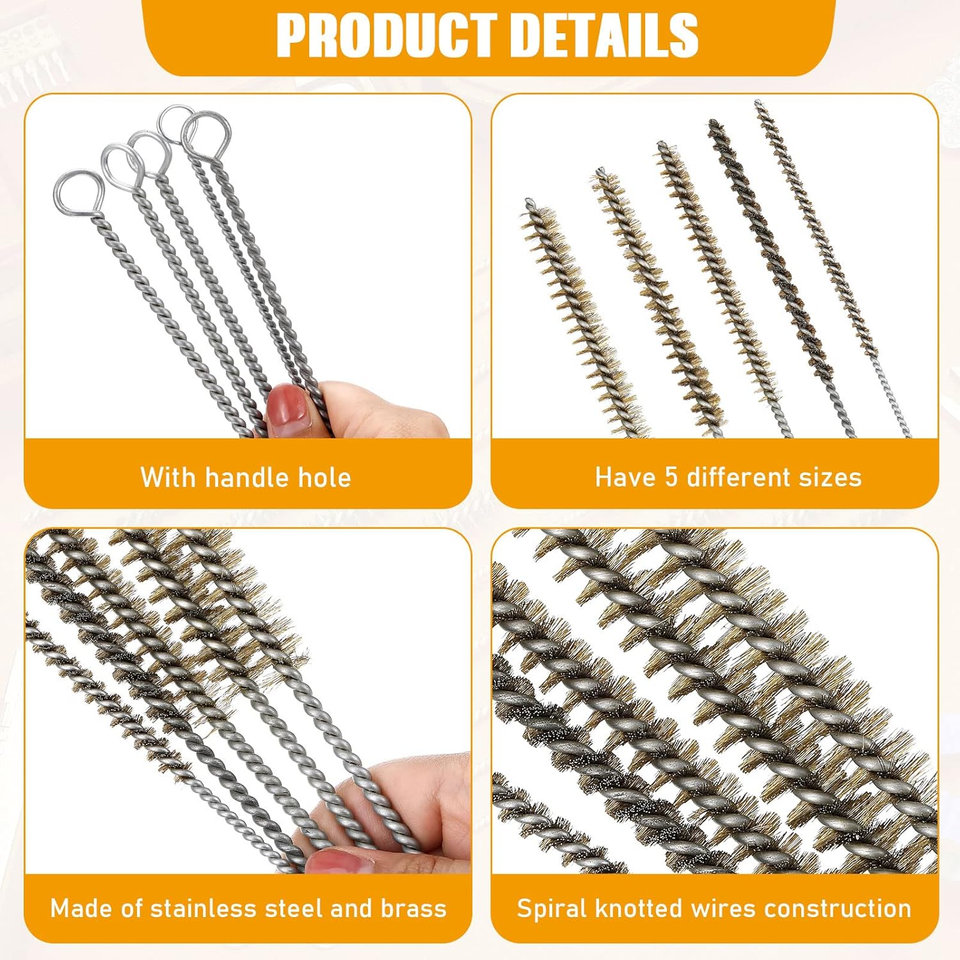 Wire Tube Brushes for Cleaning Pipe Tube Brass Stainless Steel round ...