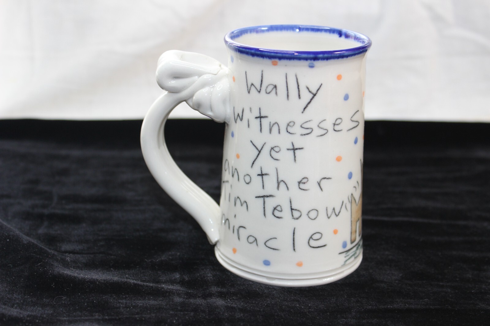 Tom Edwards Studio Pottery Coffee Mug Wallyware Tim Tebow poops ice ...