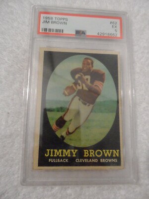 1958 Topps Football #62 Jim Jimmy Brown RC Rookie Browns HOF PSA 5 EX ...