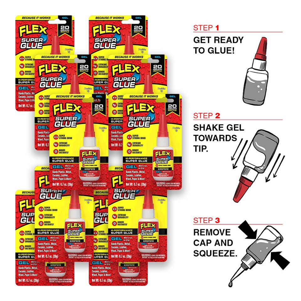 Flex Super Glue Gel, 20 Gram Bottle, Clear, Instant Bond, Quick Dry | eBay