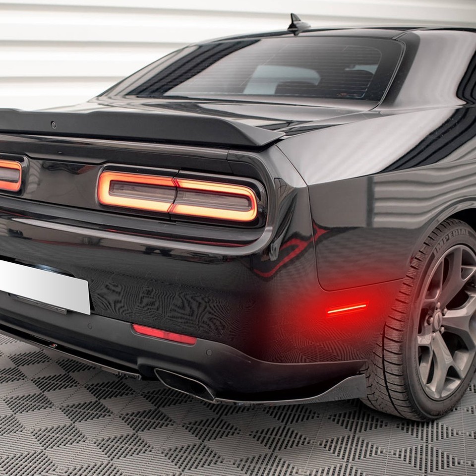 For Dodge Challenger 15-23 Clear Red LED Rear Bumper Side Marker Signal ...