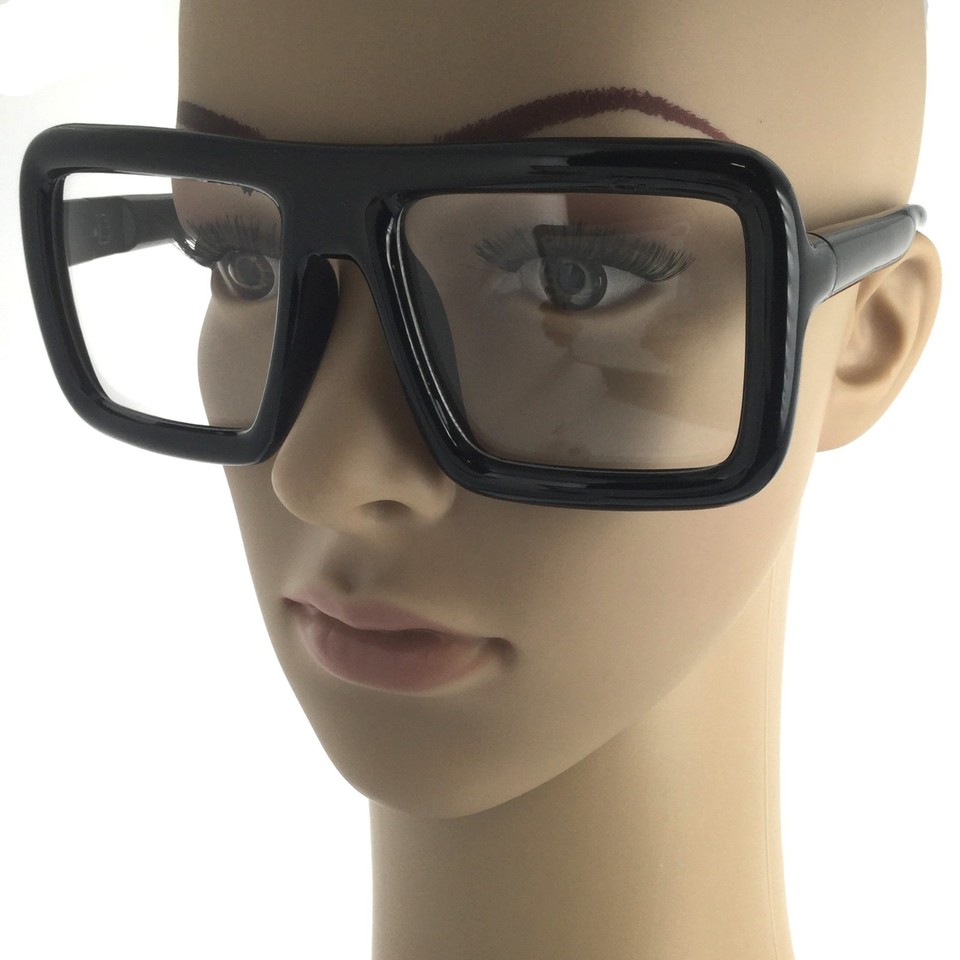 Large Retro Nerd Oversized Square Thick Frame Clear Lens Glasses for ...