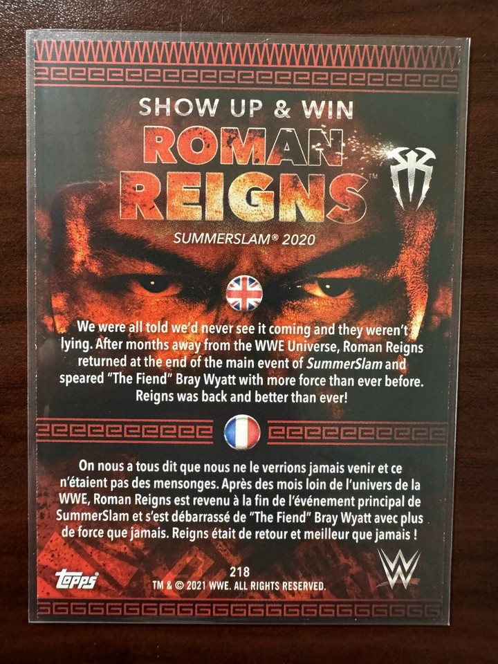 2021 Topps WWE Superstars - Show Up & Win #218 Roman Reigns | eBay