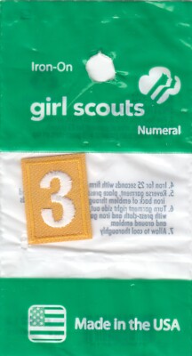 ~#3 Three~Yellow Daisy Girl Scouts Troop Number Numeral Badge Patch~NEW ...