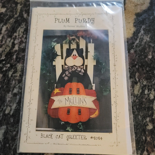 Black Cat Greeter #2024 PLUM PURDY Wood Painting Pattern 2001 Renee ...