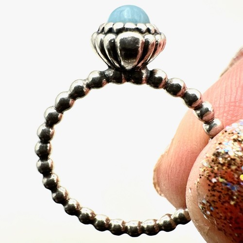 Authentic Pandora March Birth Month Ring Aquamarine 925 ALE Sterling ...