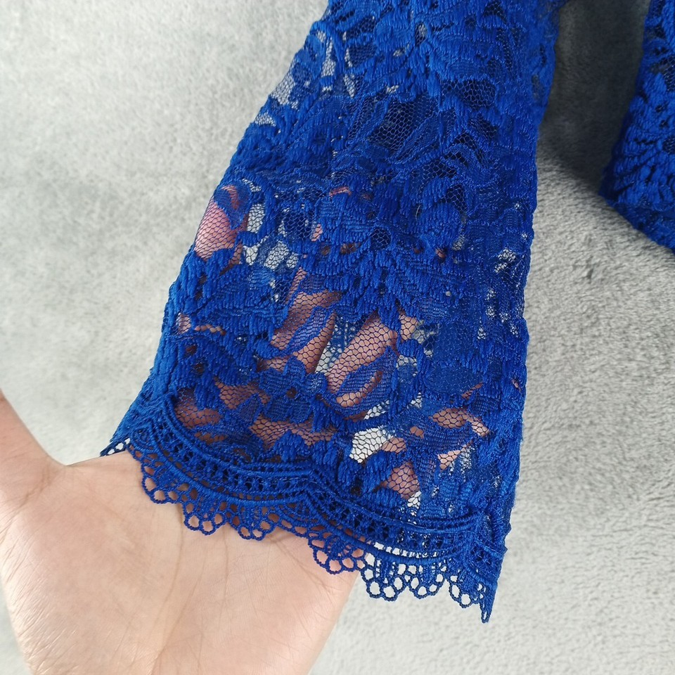 MUAK Pink Women Lace Crop Top Size SMALL(4-6) Blue Lace up Front | eBay