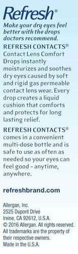 Refresh Contacts Contact Lens Comfort Drops For Dry Eyes Sterile 0.4oz ...