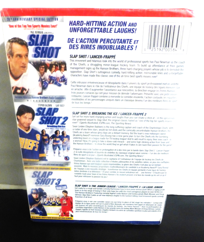 2008 NHL 25th Anniversary Edition SLAP SHOT Dvd 1 2 3 Box Set Hat Trick ...
