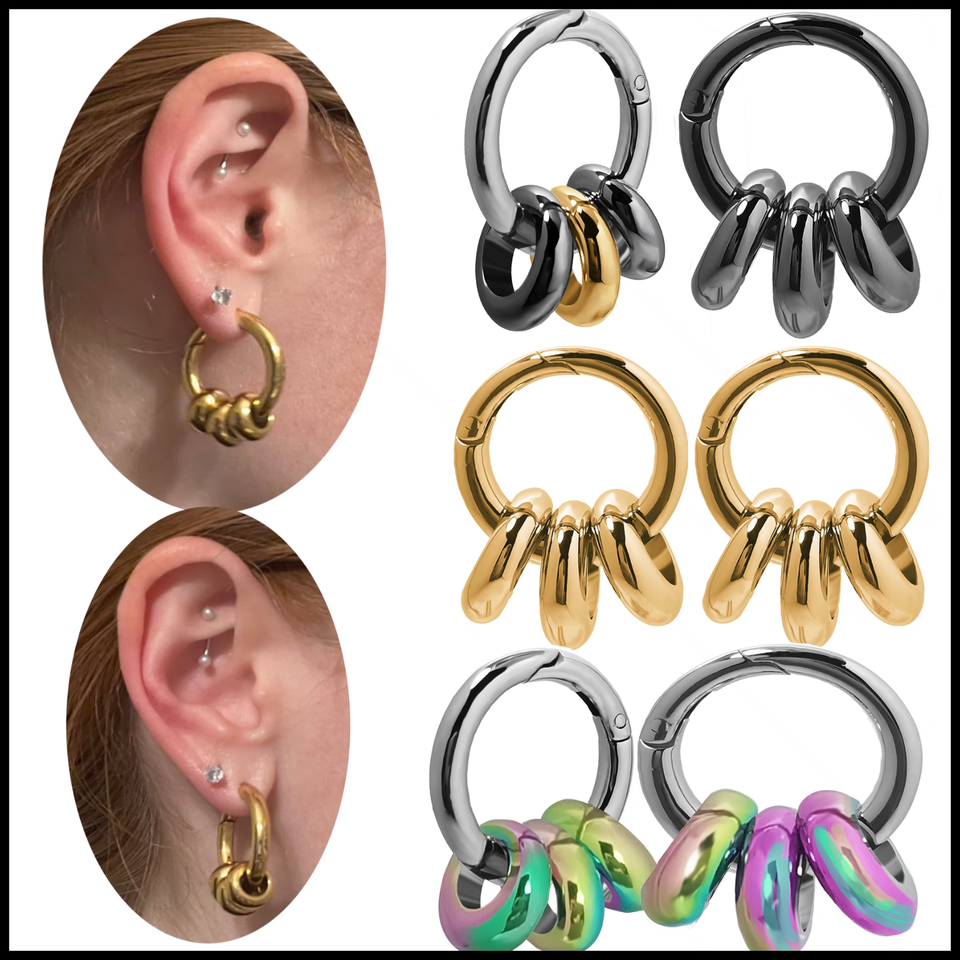PAIR Hoop Dangle Ear Gauges Ear Hangers Ear Weights Stretching Kit Ear ...