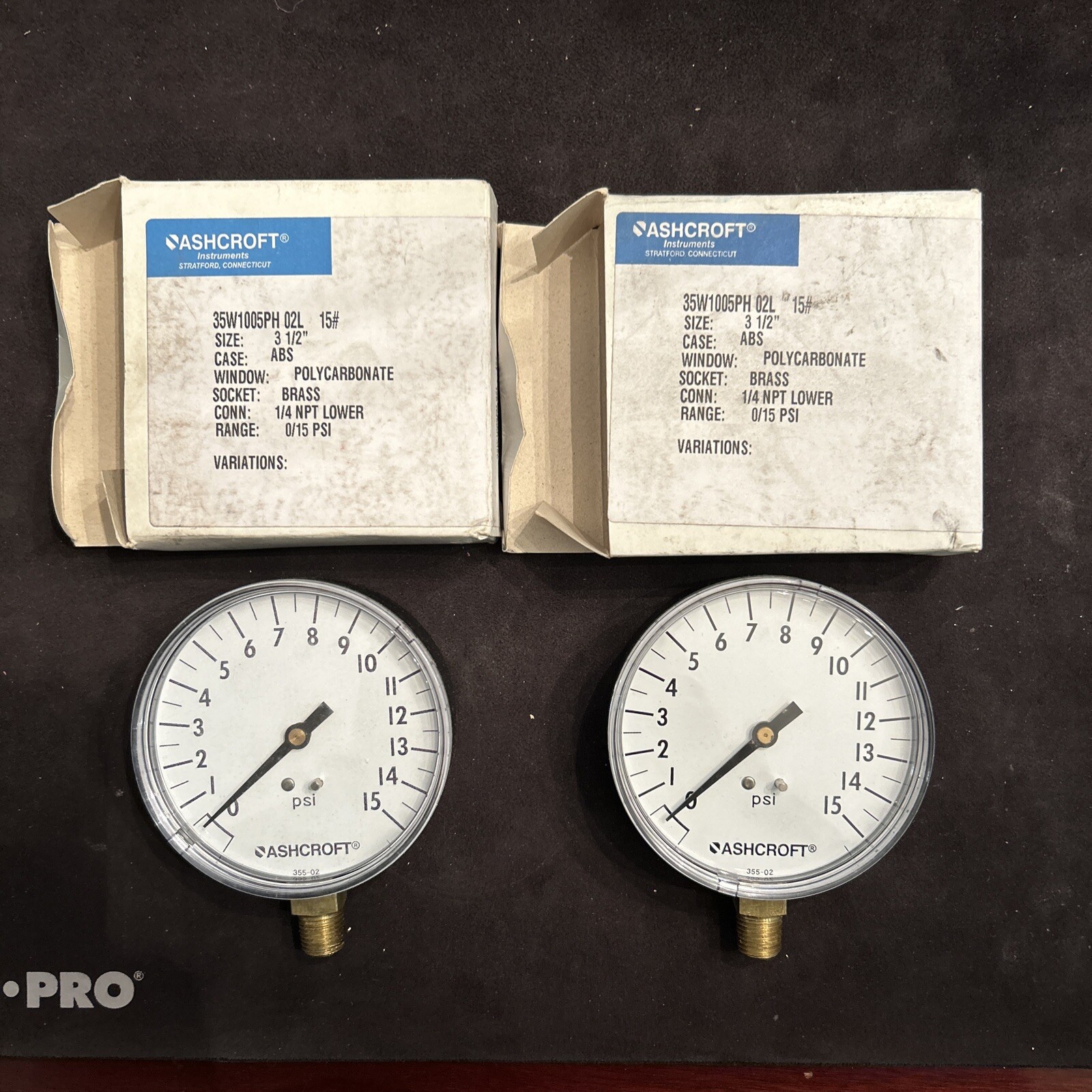 (2) Ashcroft 35W1005PH02L60# 3.5" 15 psi Pressure Gauge 35W 1005PH 02L ...