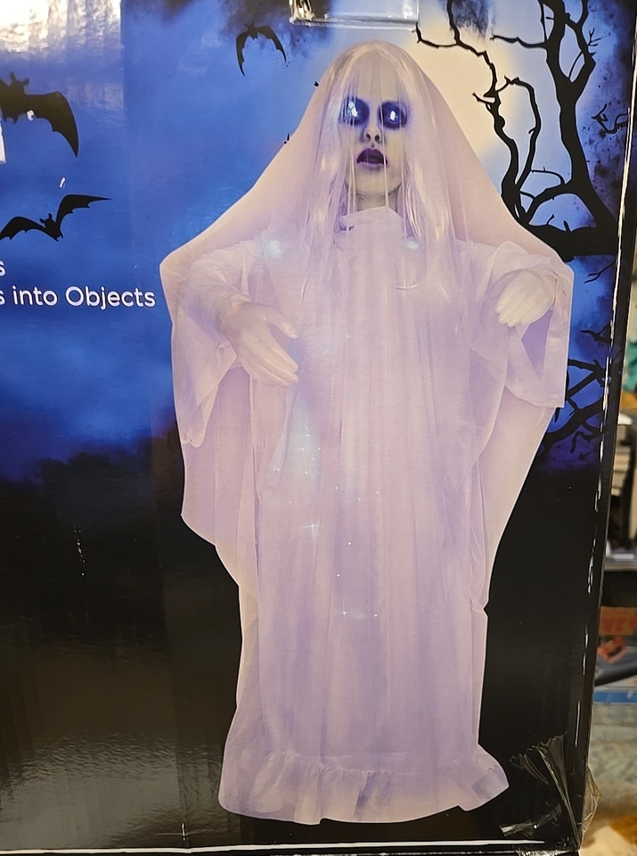 4.6 FT Animated LED Roaming Ghost Bride Animatronic Prop for Halloween ...