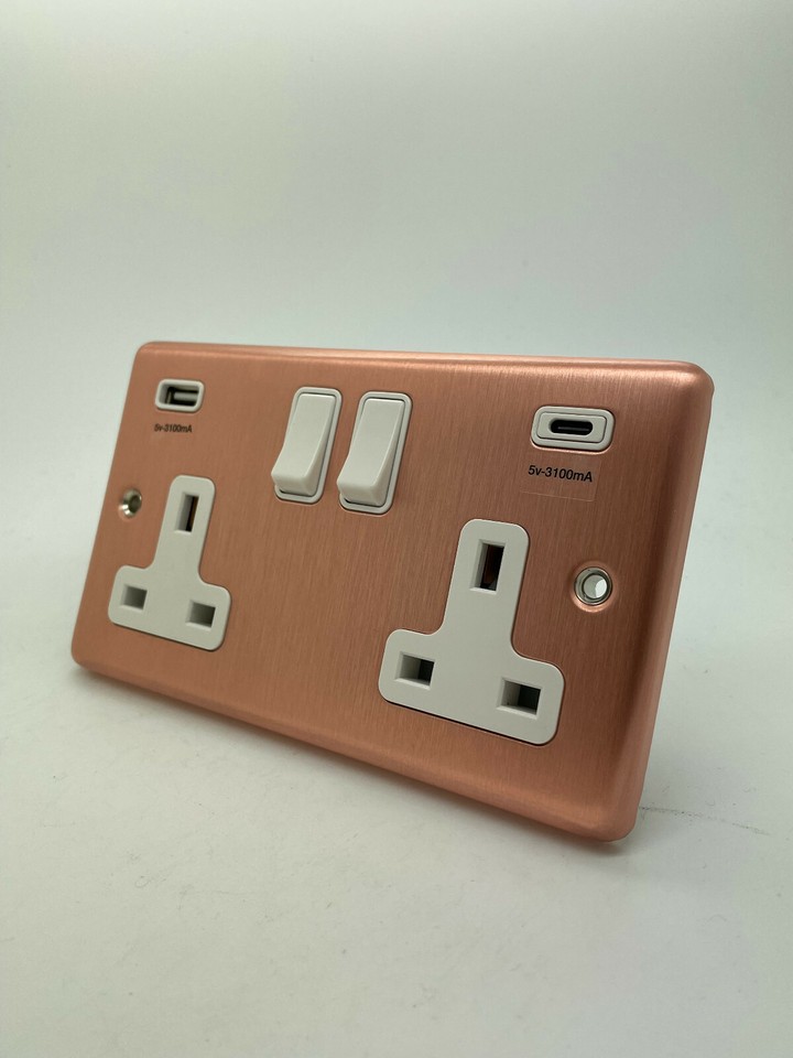 Brushed Matt Satin Copper Plug Sockets Light Switches Dimmers - Whole ...