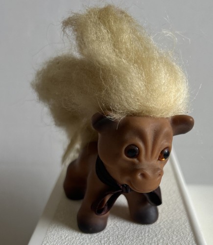 Vintage Thomas Dam Things Troll Horse Pony 1964 Amber Eyes Fluffy White ...