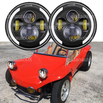 Fit VW Dune Buggy / Rail Buggy 7" Round LED Headlight Hi/Lo Beam DRL ...