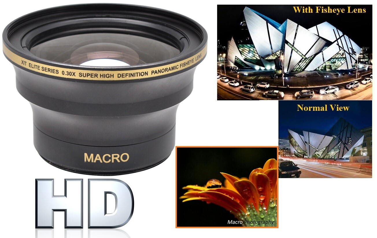 Elite Panoramic 0.30x HD Fisheye Lens For Sony HDR-PJ790 HDR-PJ760 HDR ...