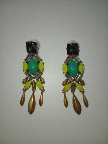 Stella & Dot Jardin Jade Multi-Color Rhinestone Earrings Dangle Fringe ...