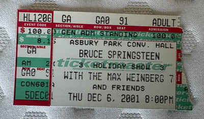 BRUCE SPRINGSTEEN & Max Weinberg7 Xmas show Asbury Park NJ TICKET STUB ...
