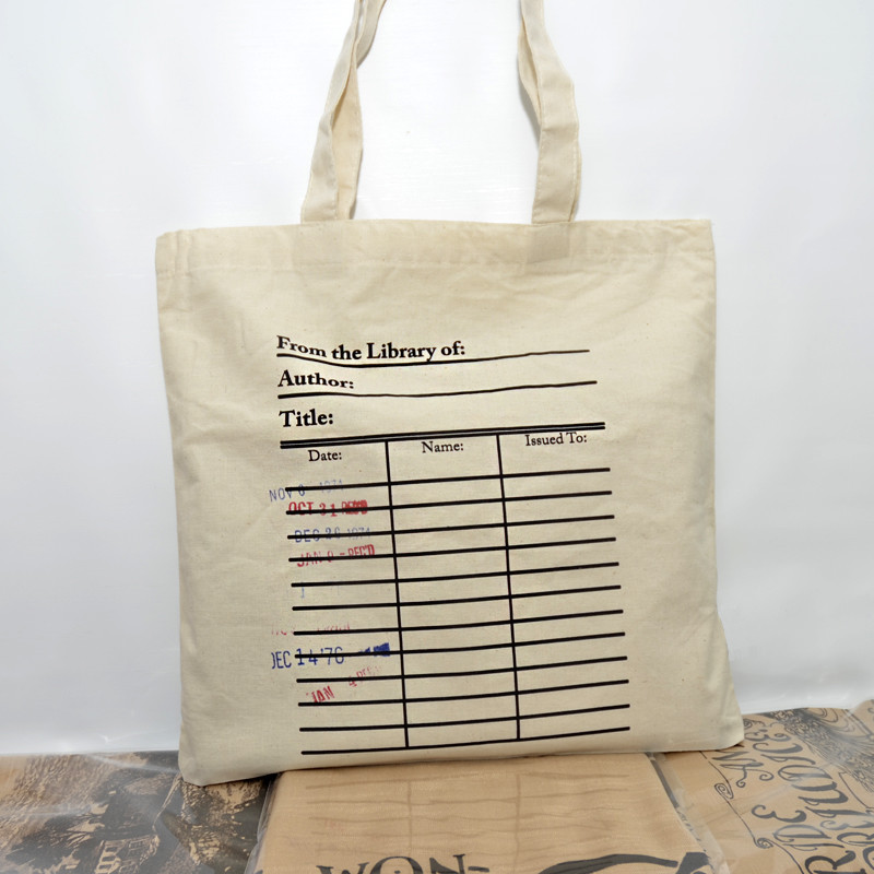 Library card tote bag. Library card with day due stamps handbag. Book ...