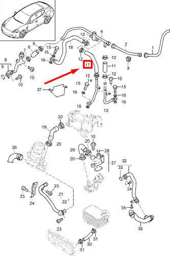 PORSCHE MACAN 95B Engine Coolant Hose 958.106.453.02 95810645302 NEW ...