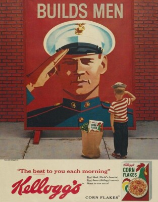 Kellogg's Corn Flakes Sign Military Service Metal Vintage Advertising ...