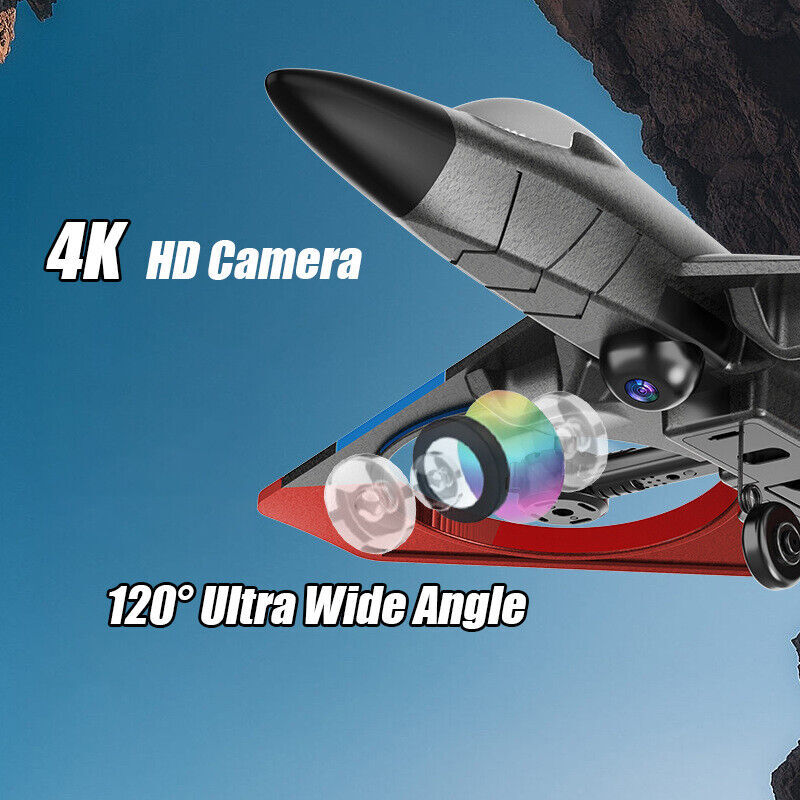 4DRV V27 RC Aircraft Fighter Glider Foam Drone 4K HD Camera Quadcopter ...