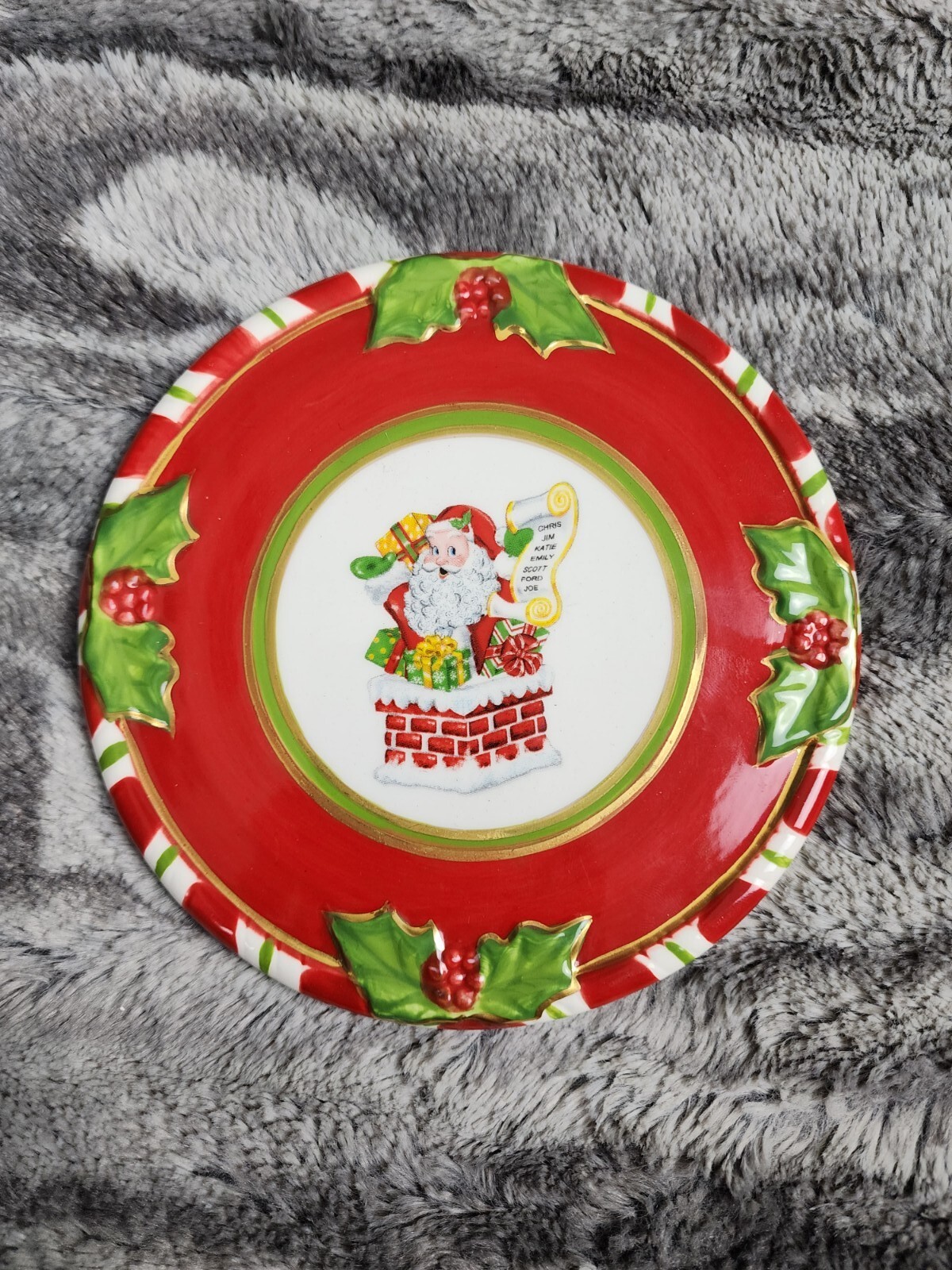 Christmas Plate Santa List Chimney Dessert Plate Christopher Radko 6 ...