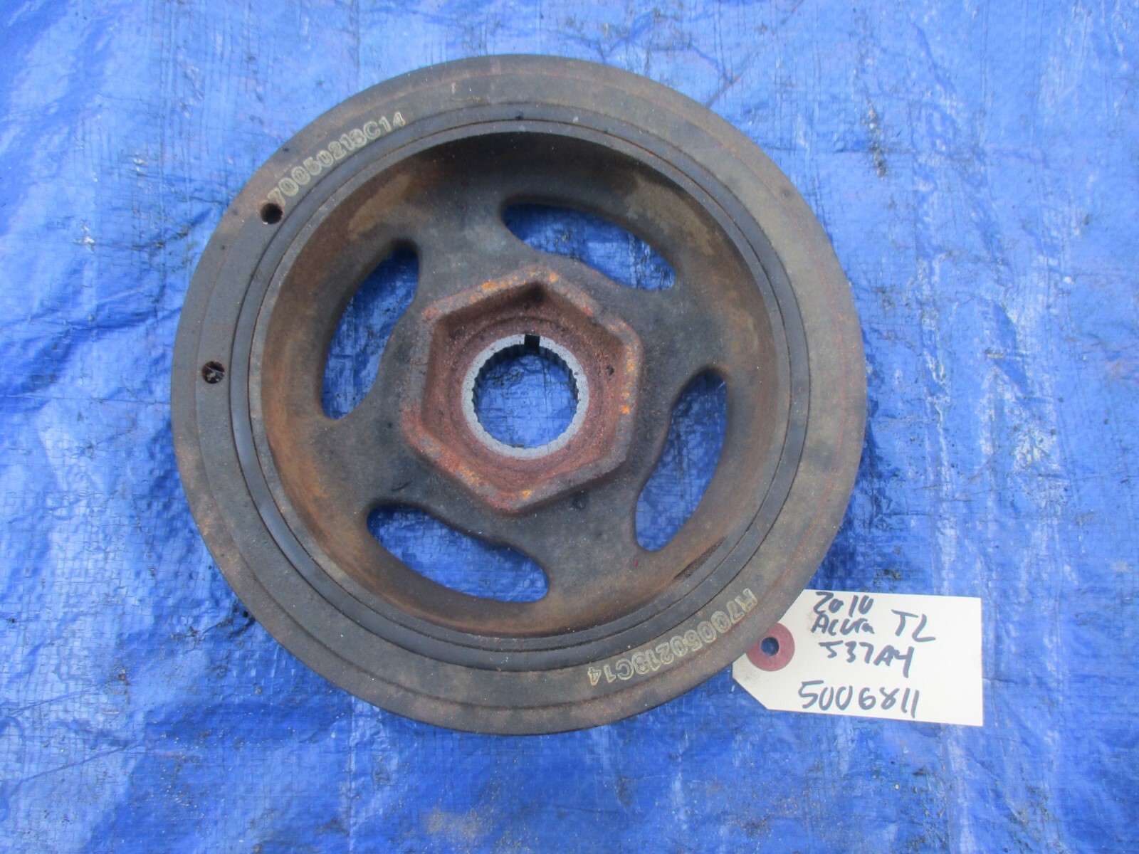 2010 Acura TL J37A4 crankshaft pulley engine motor J37 harmonic ...