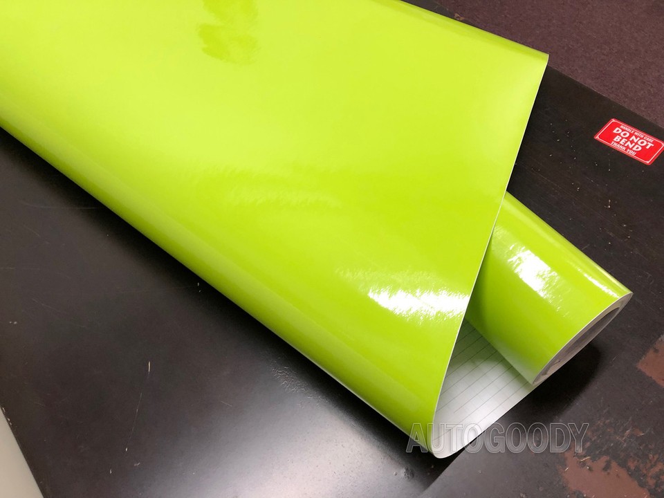 120" x 60" Gloss Neon Green Vinyl Film Wrap Air Bubble Free 10ft x 5ft ...