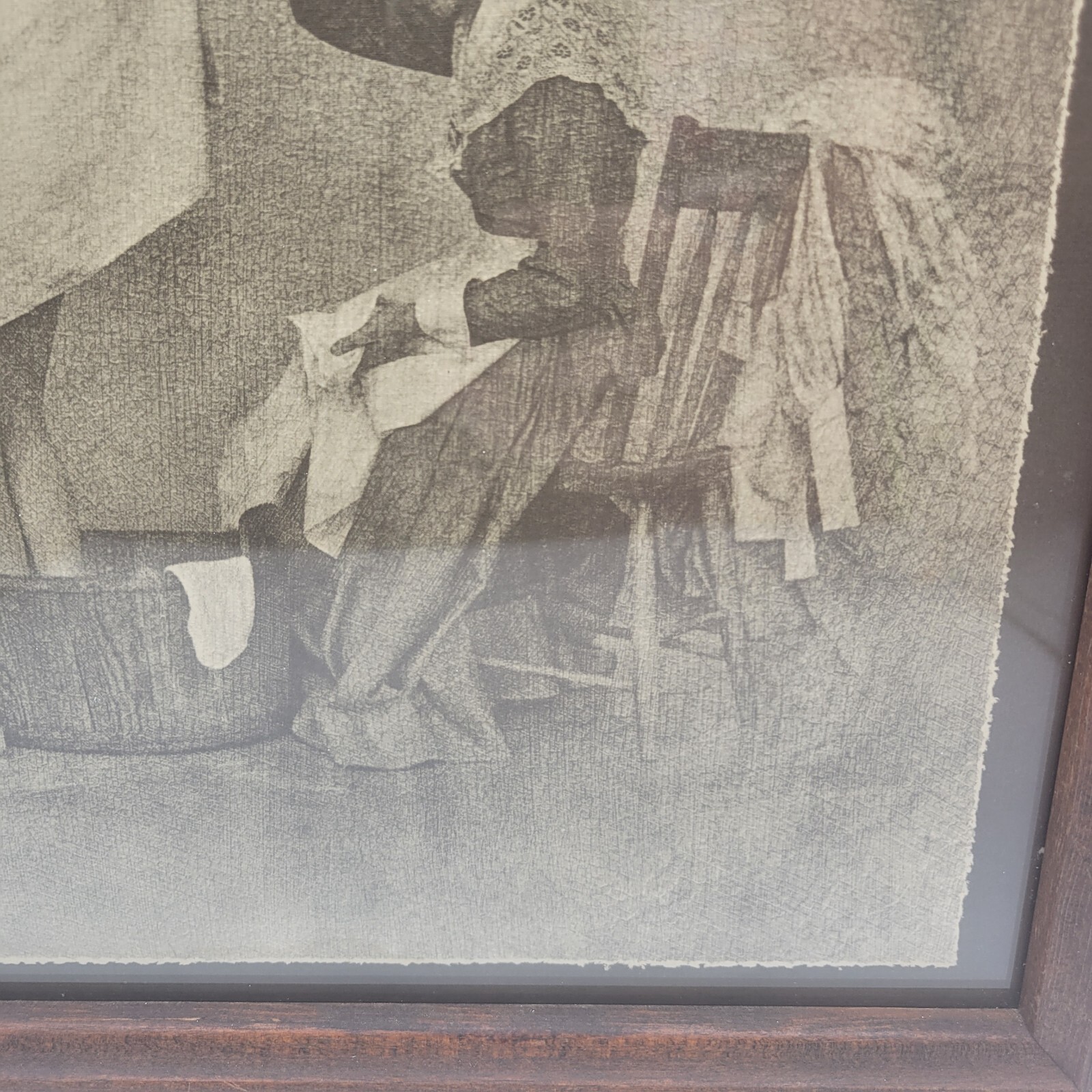 Americana Woman Bathing R. HENDRICKSON Sepia Print Oak Frame Vintage ...