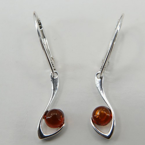 Natural, Cognac Brown Baltic Amber Earrings 925 Sterling Silver Leverback #1609 | eBay