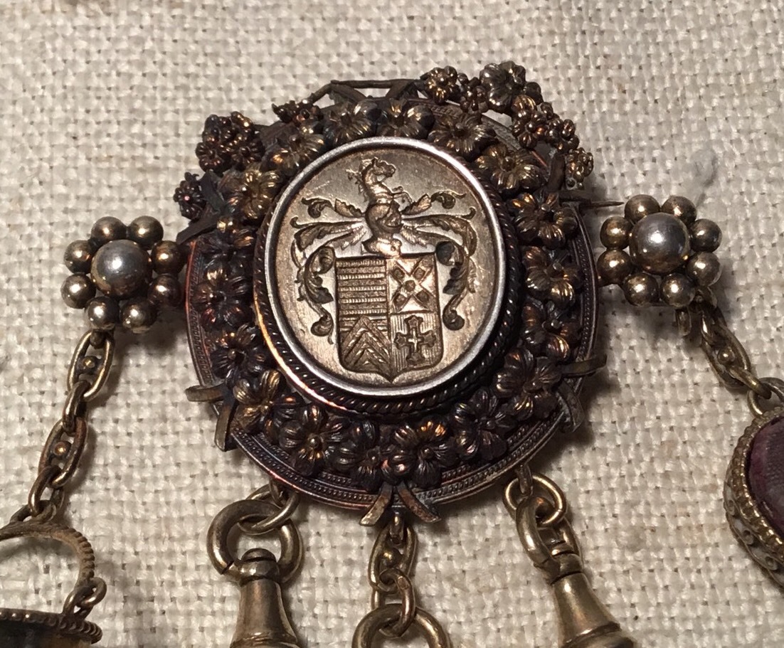 Antique Magnificent Sterling Silver Dutch Royal Seal Chatelaine Brooch ...