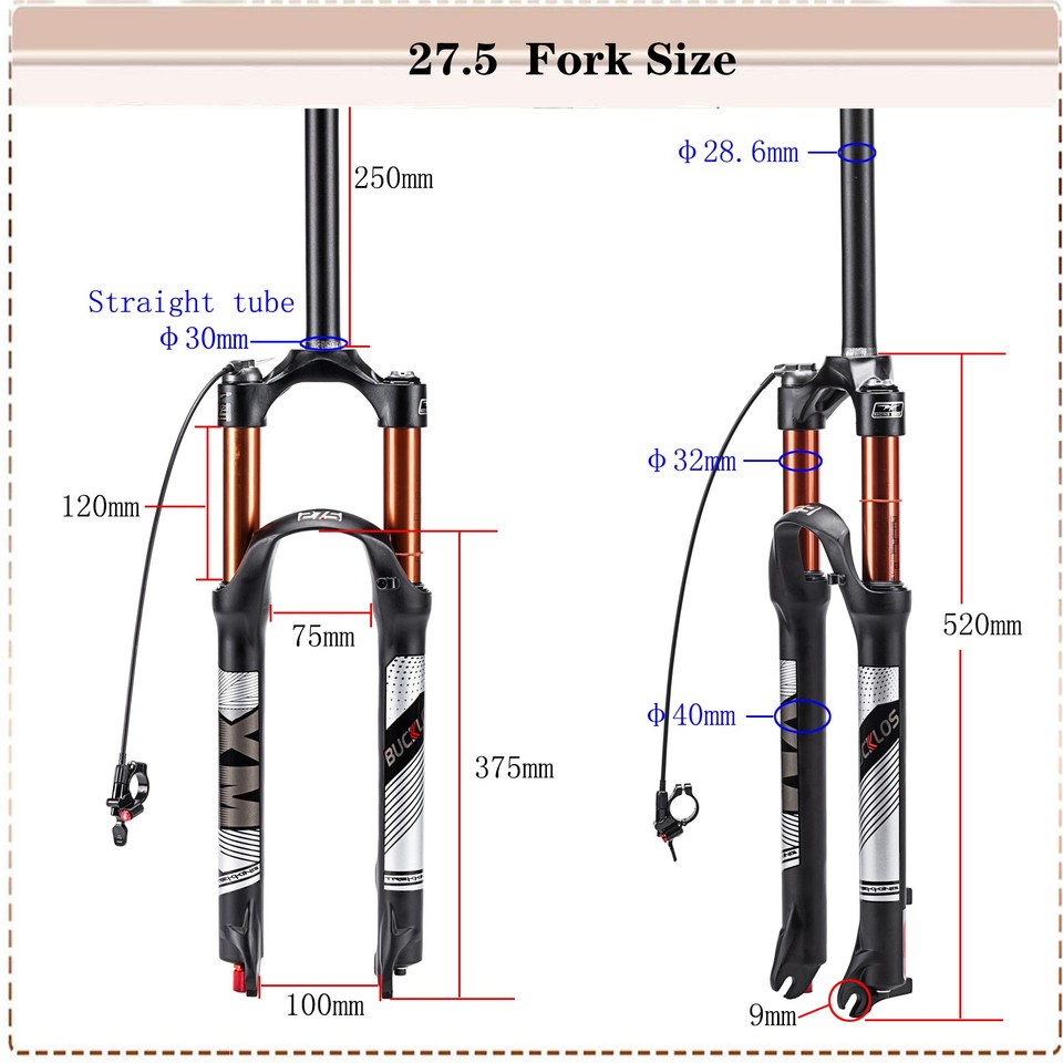 27.5" MTB Bike Air Suspension Fork Remote 120mm Travel 1-1/8" Disc Brake 9mm QR | eBay