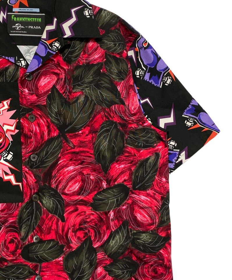 PRADA/ FRANKENSTEIN UNIVERSAL STUDIOS Open Collar Shirt/ Red/ Size: M ...
