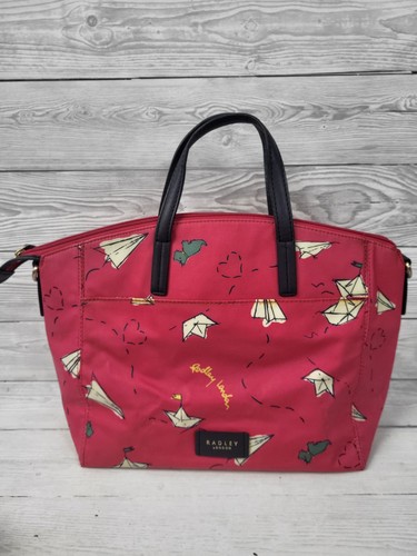 Radley Follows The Paper Trail Print Pink Cotton Coated Top Handle ...