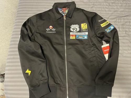 NEW Mario Kart™ Nintendo Super Mario Toad 92 Black Flight Bomber Jacket ...