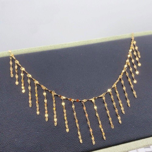 18K Yellow Gold AU750 Kiss Lip Tassel Chain Women Necklace 16.2inch | eBay