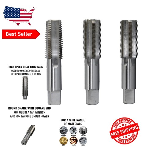 Complete High Speed Steel Tap Set - 1-1/8"-12 with Taper, Plug, Bottom ...