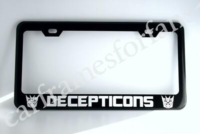 DECEPTICONS TRANSFORMERS Black Powder Coated Metal License Plate Frame ...