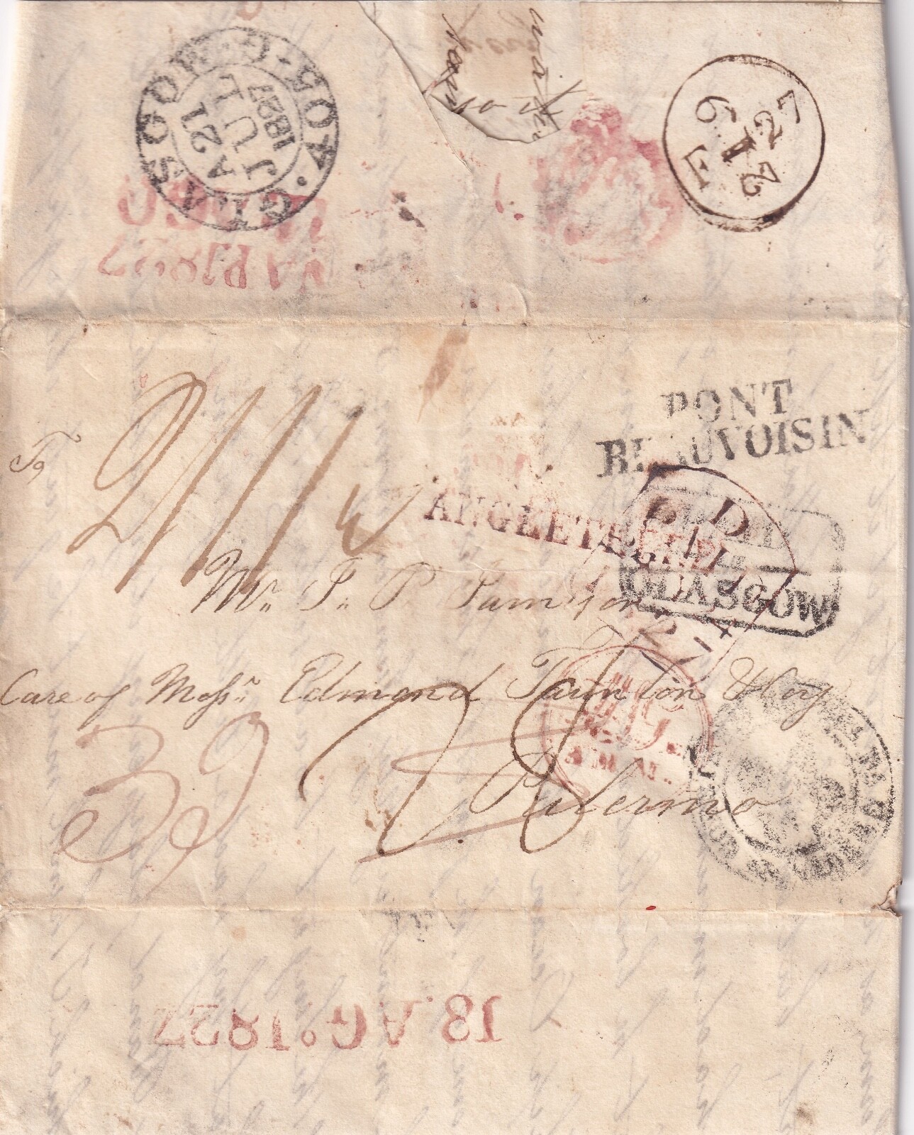 1827 Pre-Stamp Cover, Paid at Aberdeen to Italy (t4303) | eBay